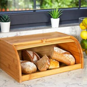 RoyalHouse Premium Bamboo Bread Box, Bread Storage And Organizer, Organizer For Kitchen Countertop, Assembly Required