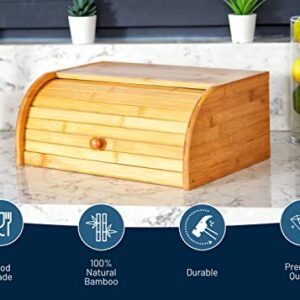 RoyalHouse Premium Bamboo Bread Box, Bread Storage And Organizer, Organizer For Kitchen Countertop, Assembly Required