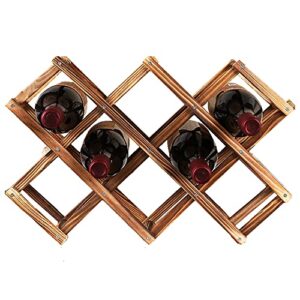 ferfil wine rack, wood wine storage racks countertop, 10 bottle wooden stackable wine cellar racks, foldable tabletop free standing wine bottle stand holder display shelf for home kitchen bar cabinets