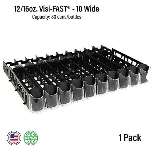 Display Technologies Visi-FAST® 12/16oz (Pack of 1) Drink Organizer, Fridge Organization, Can Dispenser, Soda Rack Can Organizer, Spring Loaded Beverage Storage, Bottled Water Organizer for Refrigerator