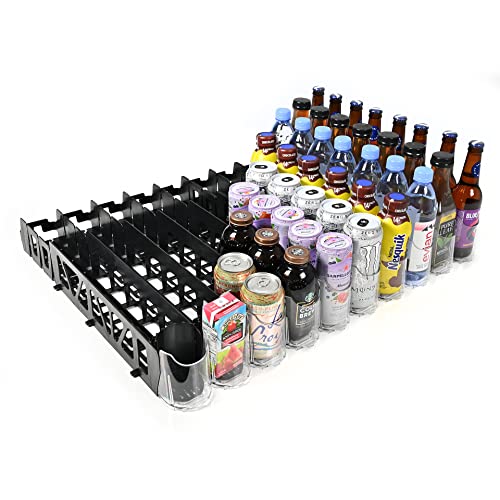 Display Technologies Visi-FAST® 12/16oz (Pack of 1) Drink Organizer, Fridge Organization, Can Dispenser, Soda Rack Can Organizer, Spring Loaded Beverage Storage, Bottled Water Organizer for Refrigerator