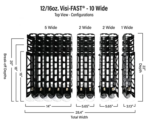 Display Technologies Visi-FAST® 12/16oz (Pack of 1) Drink Organizer, Fridge Organization, Can Dispenser, Soda Rack Can Organizer, Spring Loaded Beverage Storage, Bottled Water Organizer for Refrigerator