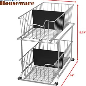 Simple Houseware 2 Tier Cabinet Wire Basket Drawer Organizer, Grey