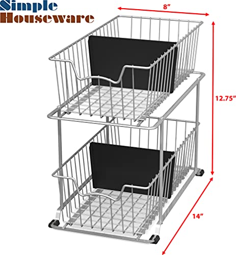 Simple Houseware 2 Tier Cabinet Wire Basket Drawer Organizer, Grey