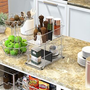 Simple Houseware 2 Tier Cabinet Wire Basket Drawer Organizer, Grey