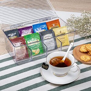 2 Pack Stackable Tea Bag Organizer, Vtopmart Plastic Tea Storage Box for Kitchen Pantry Cabinets and Countertops, Holder for Tea Bags, Coffee, Sugar Packets, Small Packets