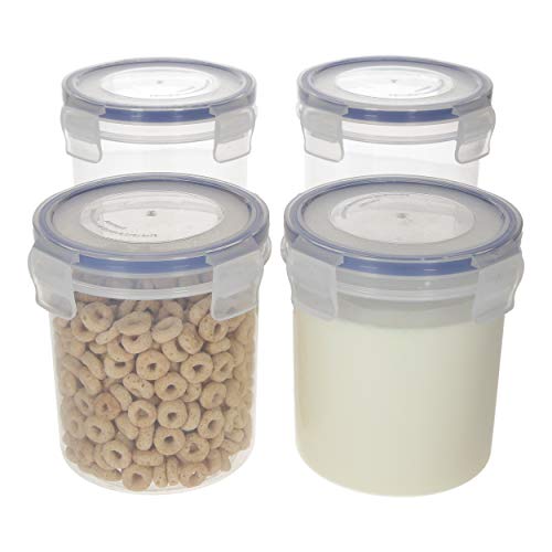 Overnight Oats Container with Lids (4-Piece set) - 16 oz Plastic Containers with Lids - Oatmeal Container to go | Portable Cereal and Milk Container on the go | Snap Lock Storage Jars with Airtight Lids