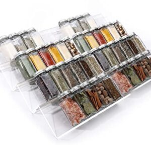 Clear Acrylic Spice Drawer Organizer, 4 Tier- 2 Set Expandable From 13" to 26" Seasoning Jars Drawers Insert, Kitchen Spice Rack Tray for Drawer/Countertop (Jars not included)