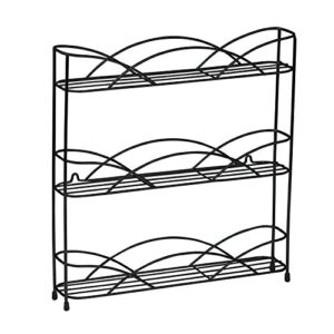 spectrum diversified countertop 3-tier rack kitchen cabinet organizer or optional wall-mounted storage, 3 spice shelves, raised rubberized feet, black