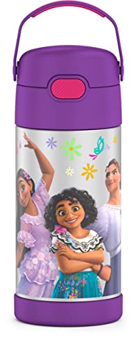 THERMOS FUNTAINER 12 Ounce Stainless Steel Vacuum Insulated Kids Straw Bottle, Encanto