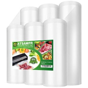 atsamfr 6 pack 8″x20′(3rolls) and 11″x20′ (3rolls) vacuum sealer bags rolls with bpa free,heavy duty,great for vac storage or sous vide cooking