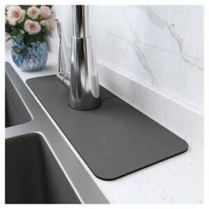 splash guard for sink faucet-1 pc super absorbent fast drying mat sink gadgets-splash guard behind faucet drip catcher for kitchen, bathroom,sink mat, dish drying mat, sponge holder dark grey