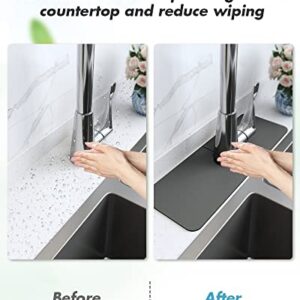 Splash Guard for Sink Faucet-1 PC Super Absorbent Fast Drying Mat Sink Gadgets-Splash Guard Behind Faucet Drip Catcher for Kitchen, Bathroom,Sink Mat, Dish Drying Mat, Sponge Holder Dark Grey