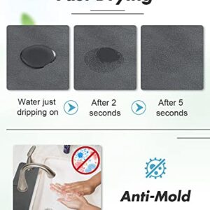 Splash Guard for Sink Faucet-1 PC Super Absorbent Fast Drying Mat Sink Gadgets-Splash Guard Behind Faucet Drip Catcher for Kitchen, Bathroom,Sink Mat, Dish Drying Mat, Sponge Holder Dark Grey