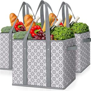 wiselife reusable grocery bags [3 pack],large grocery tote bag water resistant shopping bags foldable grocery bag for clothes,toys,shoes and picnic