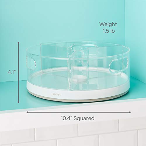 YouCopia Crazy Susan Turntable, Divided Lazy Susan Organizer with 3 Clear Bins for Cabinet and Pantry Storage