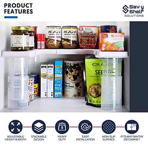 Savvy Shelf Adjustable Pantry & Can Storage Organizer - Storage Kitchen Cabinet Organizer - Pantry Organization & Storage Can Organizer for Pantry & Cupboard