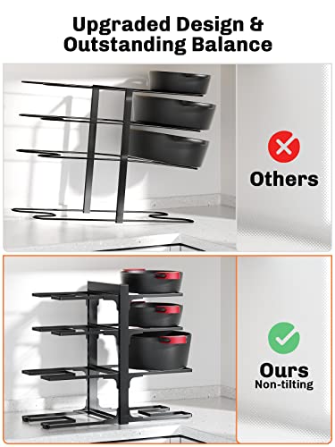 MUDEELA Pots and Pans Organizer for Cabinet 8-Tier Adjustable Heavy Duty Pan Organizer Rack for Cabinet, Pot Organizer Rack for Kitchen Cabinet Organization & Storage