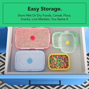 Vremi Silicone Food Storage Containers with BPA Free Airtight Plastic Lids - Set of 4 Small and Large Collapsible Meal Prep Container for Kitchen Lunch Boxes - Microwave and Freezer Safe