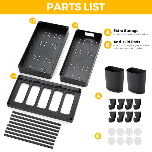 Ravinte 2 Pack Pull Out Under Sink Organizer 2 Tier Multi Purpose Sink Organizers Storage For Bathroom Kitchen Sink Storage Organizer With Hook & Hanging Cup Matte Black Sliding Cabinet Organizer