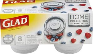 gladware home mini round food storage containers, small food containers hold 4 ounces of food, 8 count set | with glad lock tight seal, bpa free containers and lids