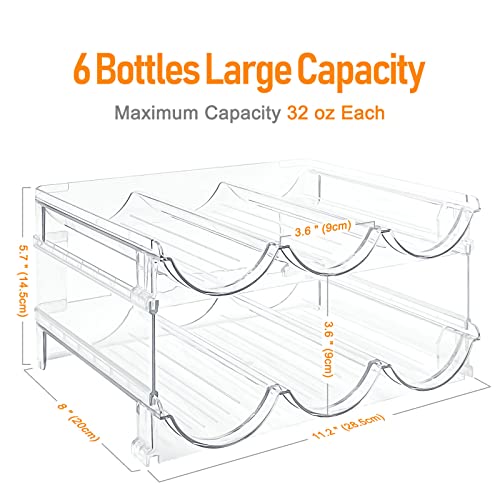 Water Bottle Organizer for Cabinet, 2 Packs Stackable Plastic Water Bottle Holder, Wine Racks for Kitchen Fridge Pantry Organization and Storage,Tumbler Travel Cup Holder and Organizer