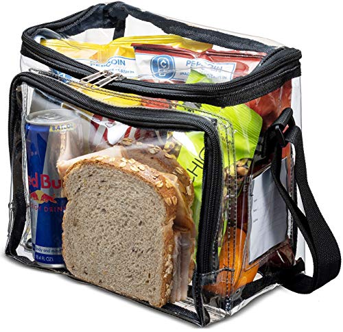 SP HOME GOODS Stadium Approved Clear lunch Bag with Adjustable Strap, Front Storage Compartment, and Mesh Pockets - See Through Zippered Clear lunch Bags for Work, School, Concerts