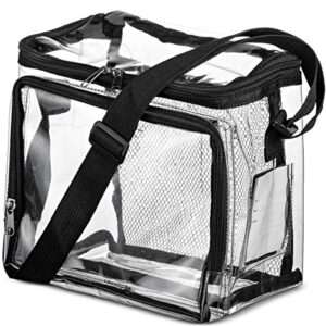 SP HOME GOODS Stadium Approved Clear lunch Bag with Adjustable Strap, Front Storage Compartment, and Mesh Pockets - See Through Zippered Clear lunch Bags for Work, School, Concerts