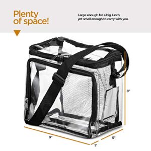 SP HOME GOODS Stadium Approved Clear lunch Bag with Adjustable Strap, Front Storage Compartment, and Mesh Pockets - See Through Zippered Clear lunch Bags for Work, School, Concerts