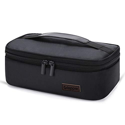 Gloppie Small Lunch Bag for Men Women Insulated Lunch Box Mini Lunchbox Thermal Lunch Boxes Adult Lunch Pail Petty Food Containers Portable Cooler Bags Reusable Snack Bag Loncheras Para Hombres Black