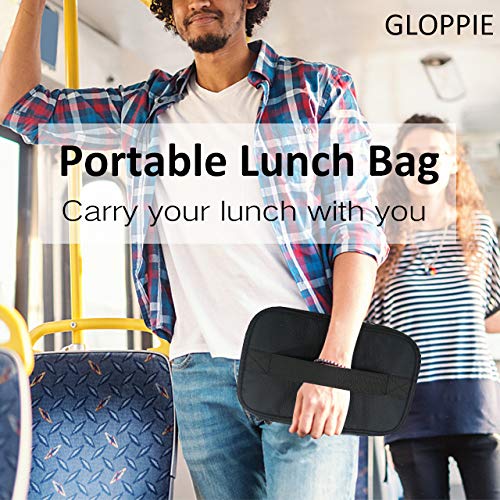 Gloppie Small Lunch Bag for Men Women Insulated Lunch Box Mini Lunchbox Thermal Lunch Boxes Adult Lunch Pail Petty Food Containers Portable Cooler Bags Reusable Snack Bag Loncheras Para Hombres Black