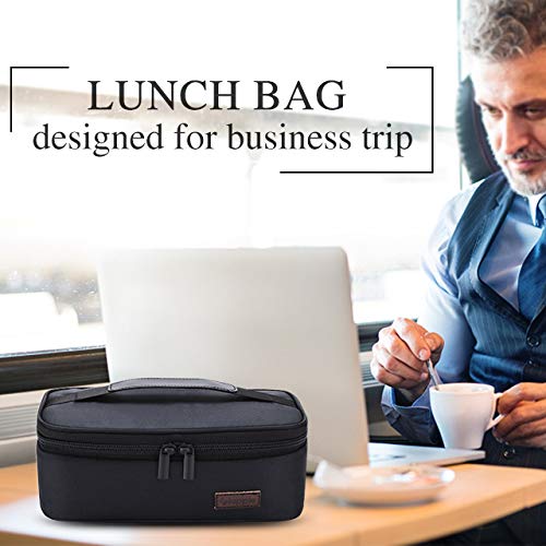 Gloppie Small Lunch Bag for Men Women Insulated Lunch Box Mini Lunchbox Thermal Lunch Boxes Adult Lunch Pail Petty Food Containers Portable Cooler Bags Reusable Snack Bag Loncheras Para Hombres Black