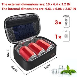 Gloppie Small Lunch Bag for Men Women Insulated Lunch Box Mini Lunchbox Thermal Lunch Boxes Adult Lunch Pail Petty Food Containers Portable Cooler Bags Reusable Snack Bag Loncheras Para Hombres Black