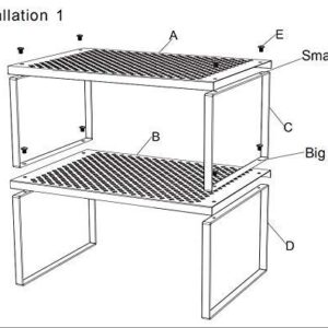 NEX Kitchen Shelf Organizer for Cabinet Counter Cupboard Pantry, Stackable & Expandable, Dark Silver