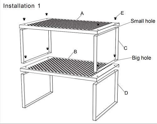 NEX Kitchen Shelf Organizer for Cabinet Counter Cupboard Pantry, Stackable & Expandable, Dark Silver