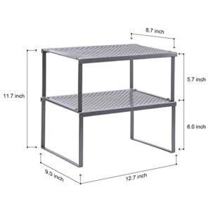 NEX Kitchen Shelf Organizer for Cabinet Counter Cupboard Pantry, Stackable & Expandable, Dark Silver