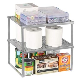 NEX Kitchen Shelf Organizer for Cabinet Counter Cupboard Pantry, Stackable & Expandable, Dark Silver