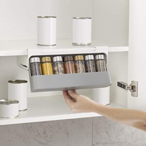 Joseph Joseph CupboardStore Spice Organizer 3M Tape Under-Shelf Pull Out Drawer Storage for Cabinet, One-size, Gray/White