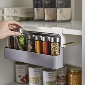 Joseph Joseph CupboardStore Spice Organizer 3M Tape Under-Shelf Pull Out Drawer Storage for Cabinet, One-size, Gray/White