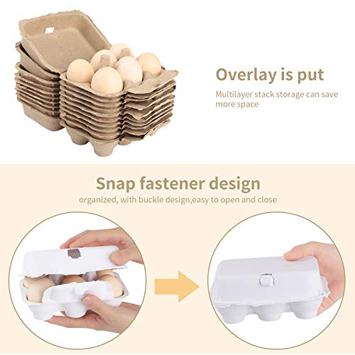 AILISDA Egg Cartons for Chicken Eggs 6 Count, Paper Pulp Egg Carton Bulk Reusable Egg Holder Container for Family, Kitchen, Farmhouse, 25 Pack (Natural)