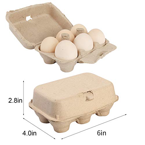 AILISDA Egg Cartons for Chicken Eggs 6 Count, Paper Pulp Egg Carton Bulk Reusable Egg Holder Container for Family, Kitchen, Farmhouse, 25 Pack (Natural)