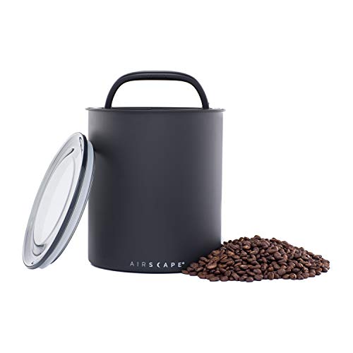 Airscape Kilo Coffee Storage Canister - Large Food Container Patented Airtight Lid 2-Way Valve Preserve Freshness Holds 2.2 lb Dry Beans (Matte Black)