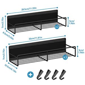 Magnetic Spice Rack Organizer 4 Pack Spice Magnet Shelf Seasoning Mounted Spice Racks With 4 Hooks for Cabinet Refrigerator Space Saving Kitchen Organization for Spice Jars and Seasoning Bottles