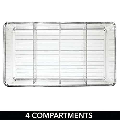 mDesign Plastic Divided Bin Storage Containers - Perfect for Fridge, Cabinet, Pantry, and Home Organization - Clear Plastic Organizer Bins - Refrigerator Organizers - Ligne Collection - 2 Pack, Clear