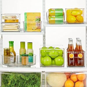 mDesign Plastic Divided Bin Storage Containers - Perfect for Fridge, Cabinet, Pantry, and Home Organization - Clear Plastic Organizer Bins - Refrigerator Organizers - Ligne Collection - 2 Pack, Clear