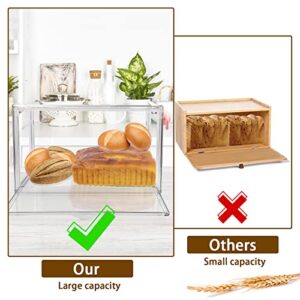 RISICULIS 2PCS Large Bread Box for Kitchen Countertop, Stackable Double Layer Bread Storage Container, Clear Bread Boxes for Kitchen Counter, Bread Keeper for Homemade Bread, Bagel, Muffins, Rolls