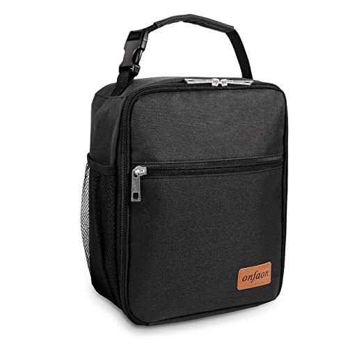 Lunch Box for Men Women, Insulated Reusable Portable Lunchbox - Adults Small Lunch Bag for Office Work School(Black)