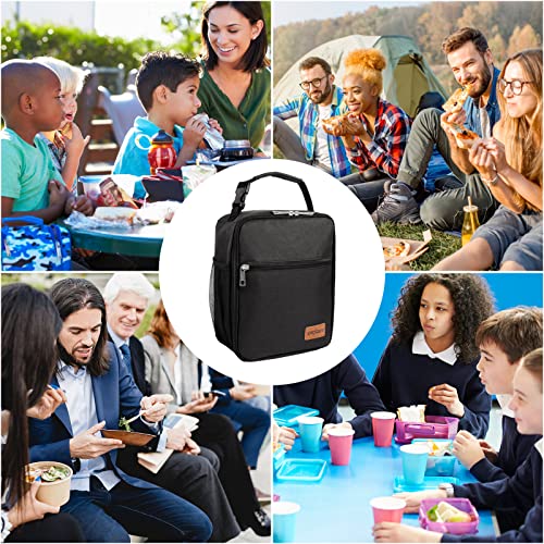 Lunch Box for Men Women, Insulated Reusable Portable Lunchbox - Adults Small Lunch Bag for Office Work School(Black)