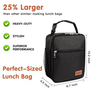 Lunch Box for Men Women, Insulated Reusable Portable Lunchbox - Adults Small Lunch Bag for Office Work School(Black)