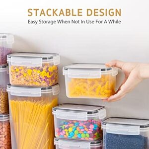 Syntus Cereal Containers Storage Set, 16 Pcs Airtight Pantry Organization and Plastic Kitchen Pasta Food Storage Container with Lids (28L), Labels & Spoon Included